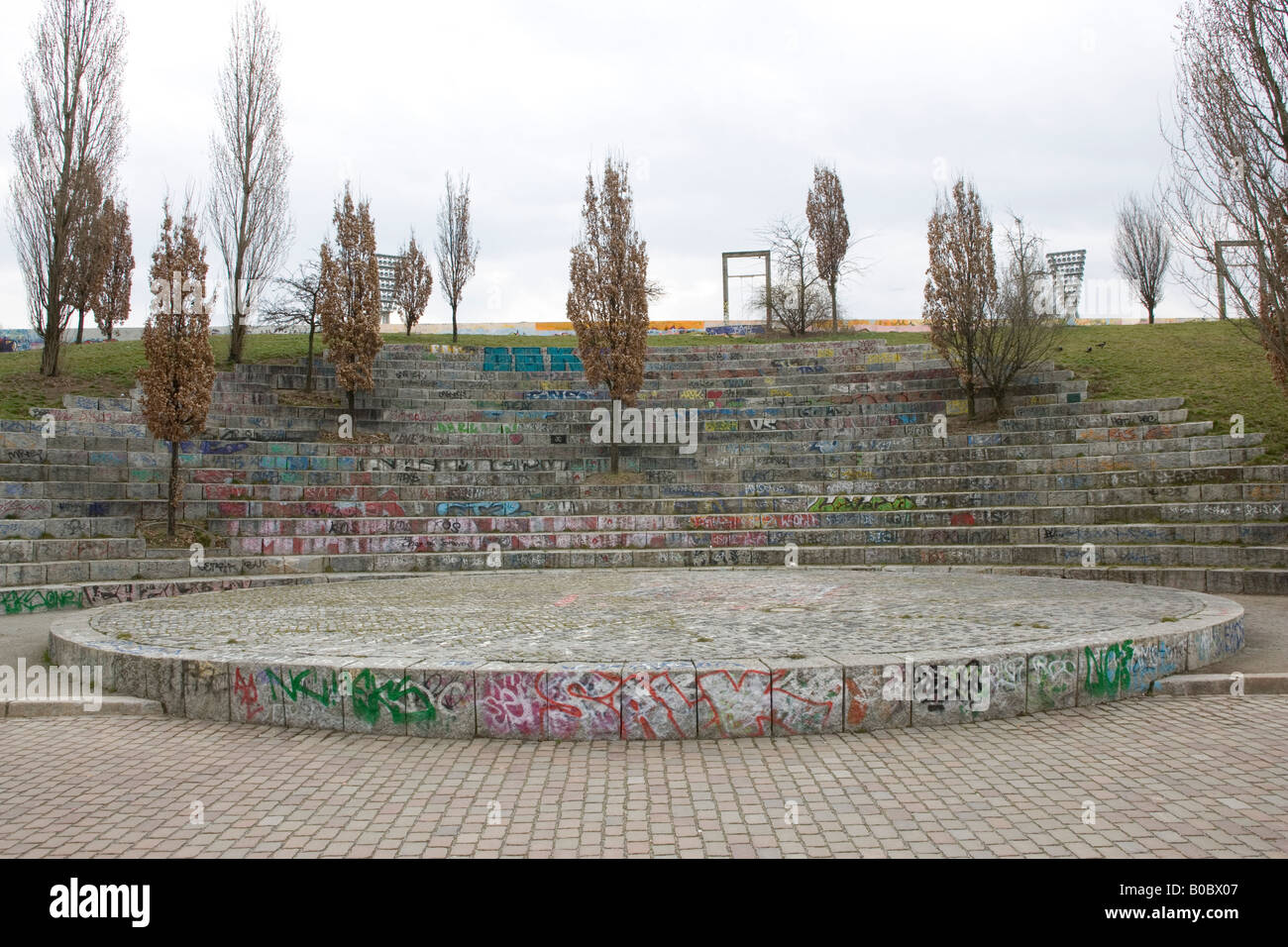 Graffiti decorated urban amphitheatre, Berlin Stock Photo - Alamy