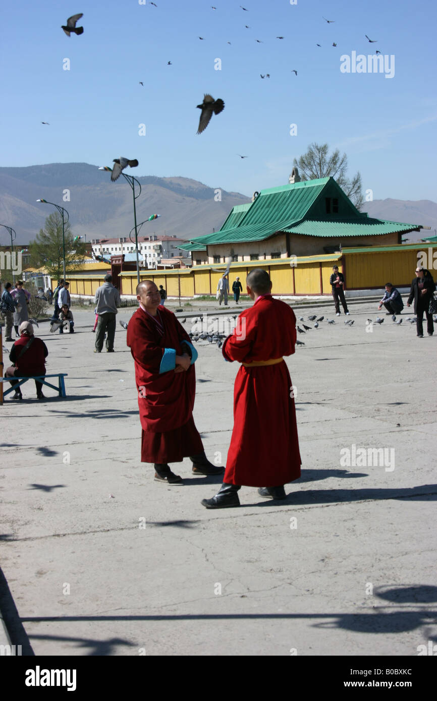 two monks in Gandan monastery, Ulaanbaatar, Mongolia Stock Photo - Alamy