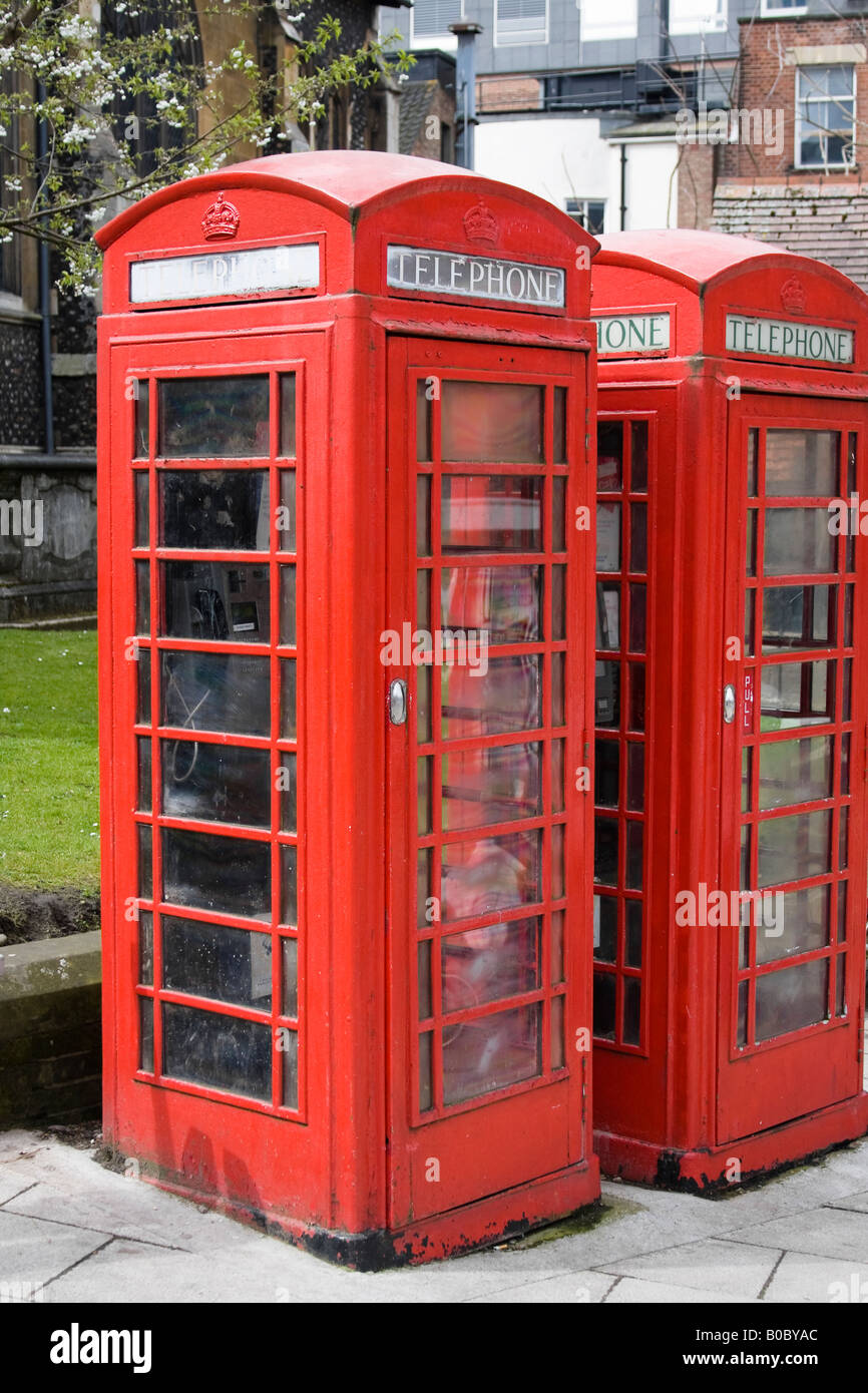 Red telephone box - Traditionally British phone box Stock Photo - Alamy