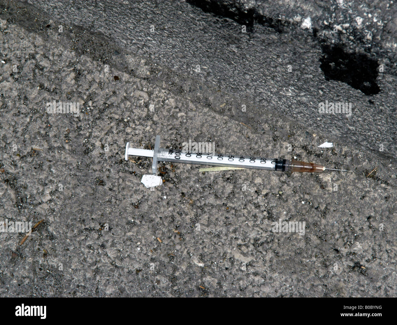 Junkies left a needle at the street Stock Photo - Alamy