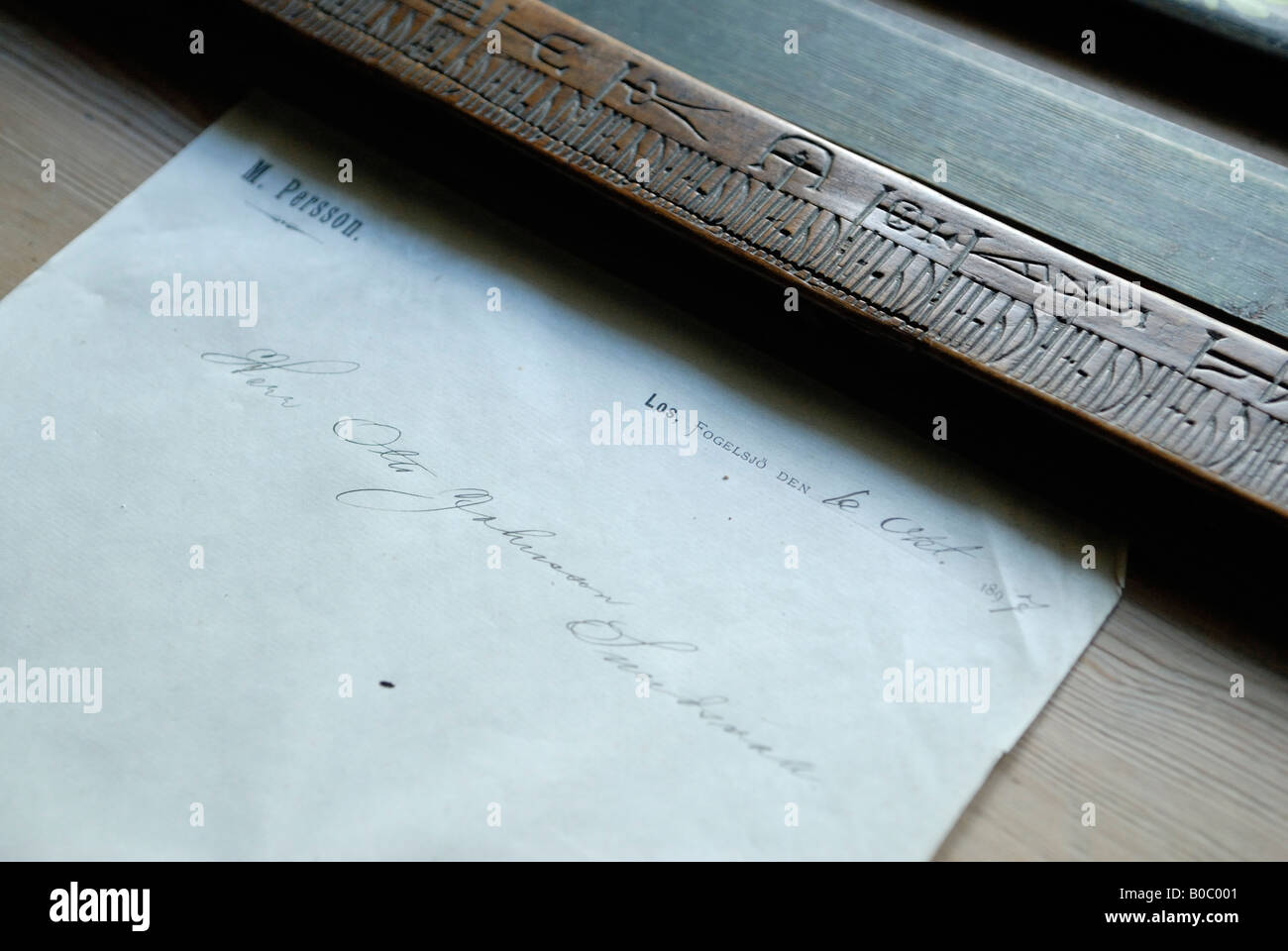 The header of an old handwritten letter in the Museum of Fagelsjo ...