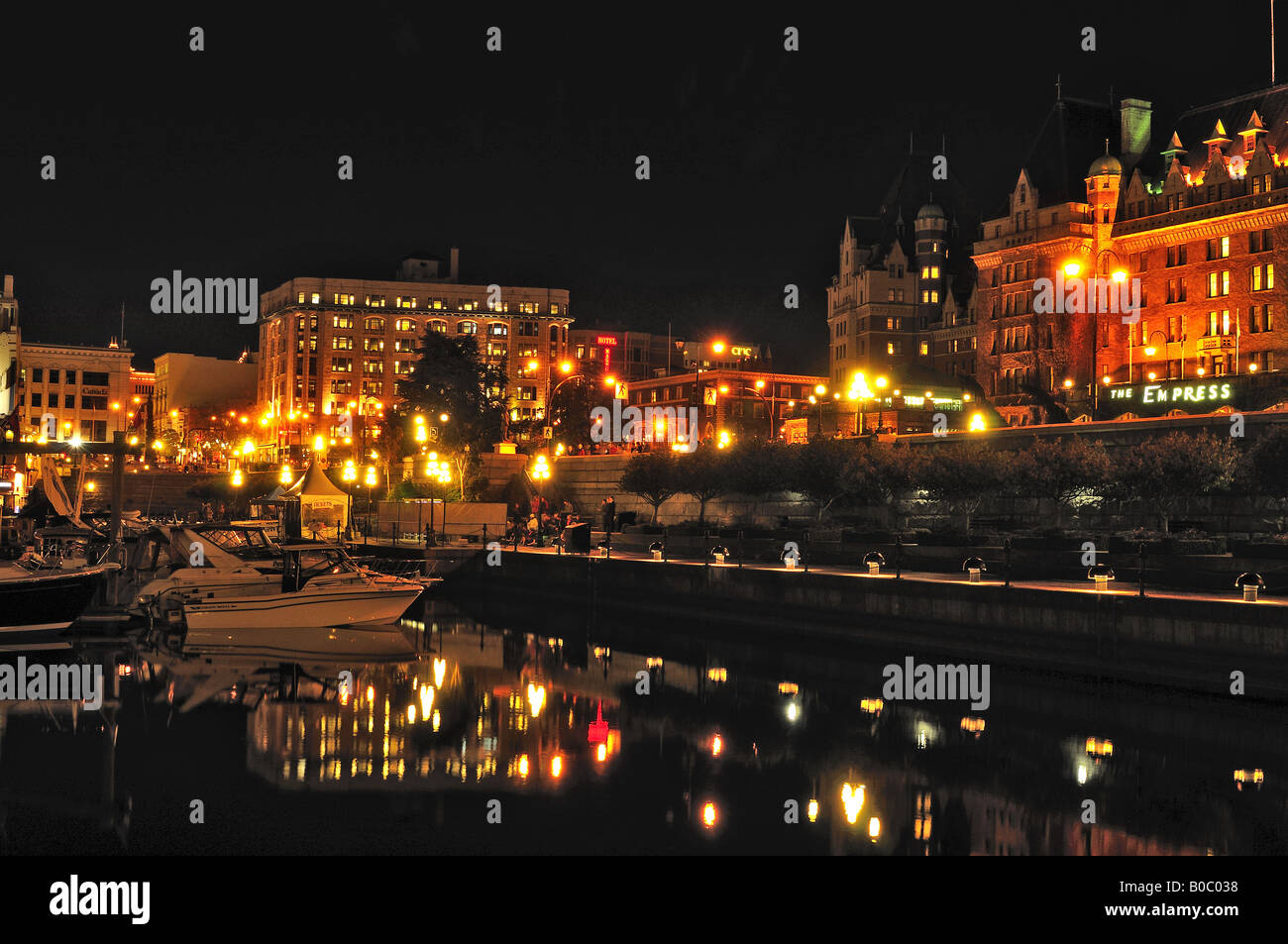 The Inner Harbour Waterfront at Night in Victoria Capital City of ...