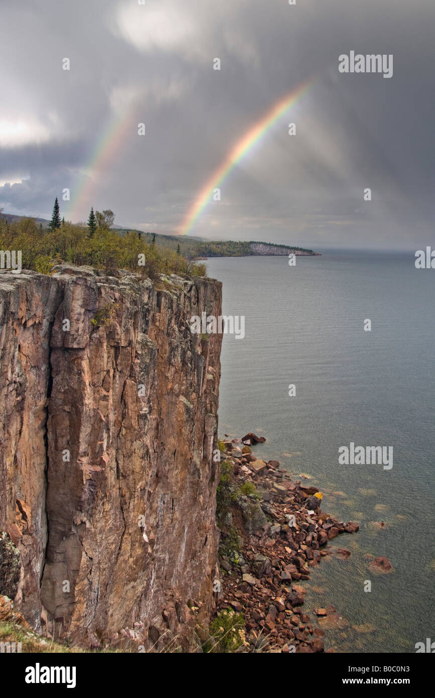 A rainbow appears during a thunderstorm at Palisade Head and Shovel ...