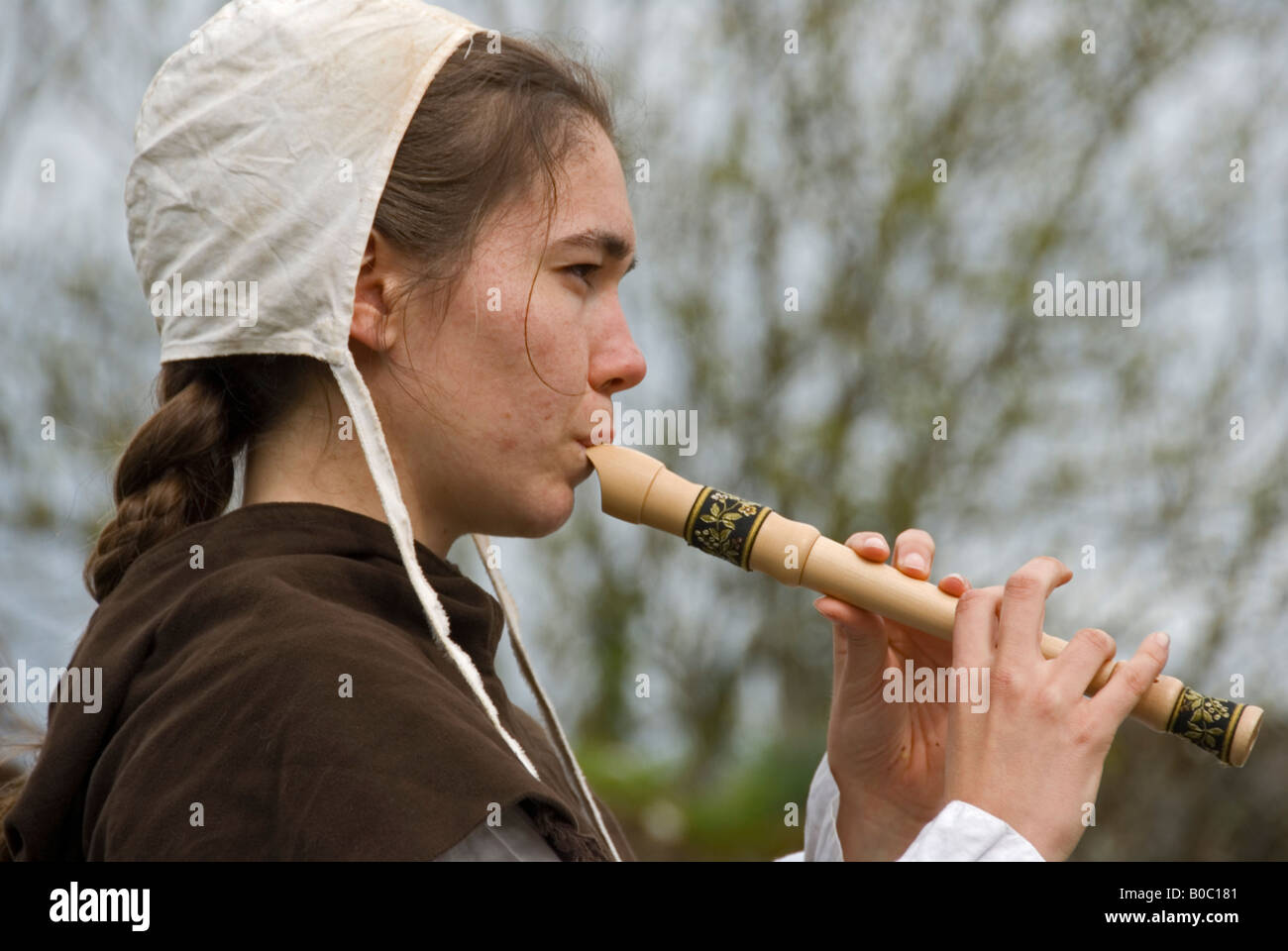 Stock photo of a medival pipe player Stock Photo - Alamy