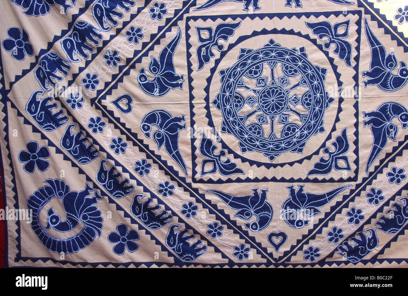 India Orissa Pipli Crafts applique bed cover Stock Photo - Alamy