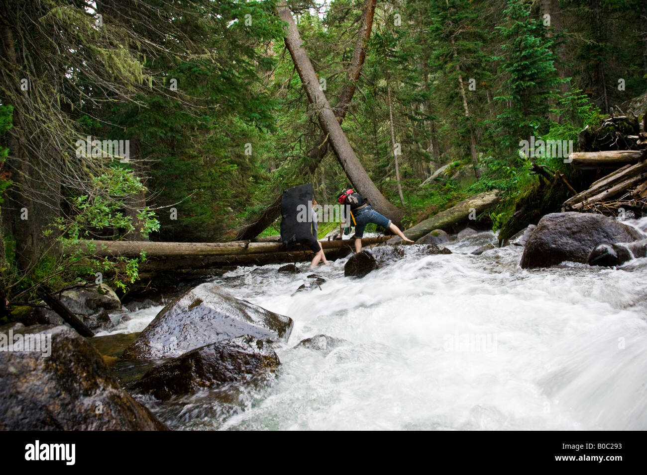 Boulderers at a stream crossing at Camp Dick Colorado Stock Photo - Alamy