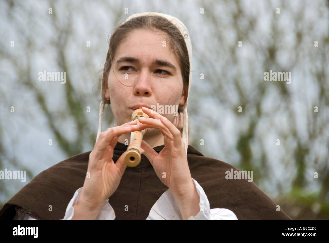 Stock photo of a medival pipe player Stock Photo - Alamy