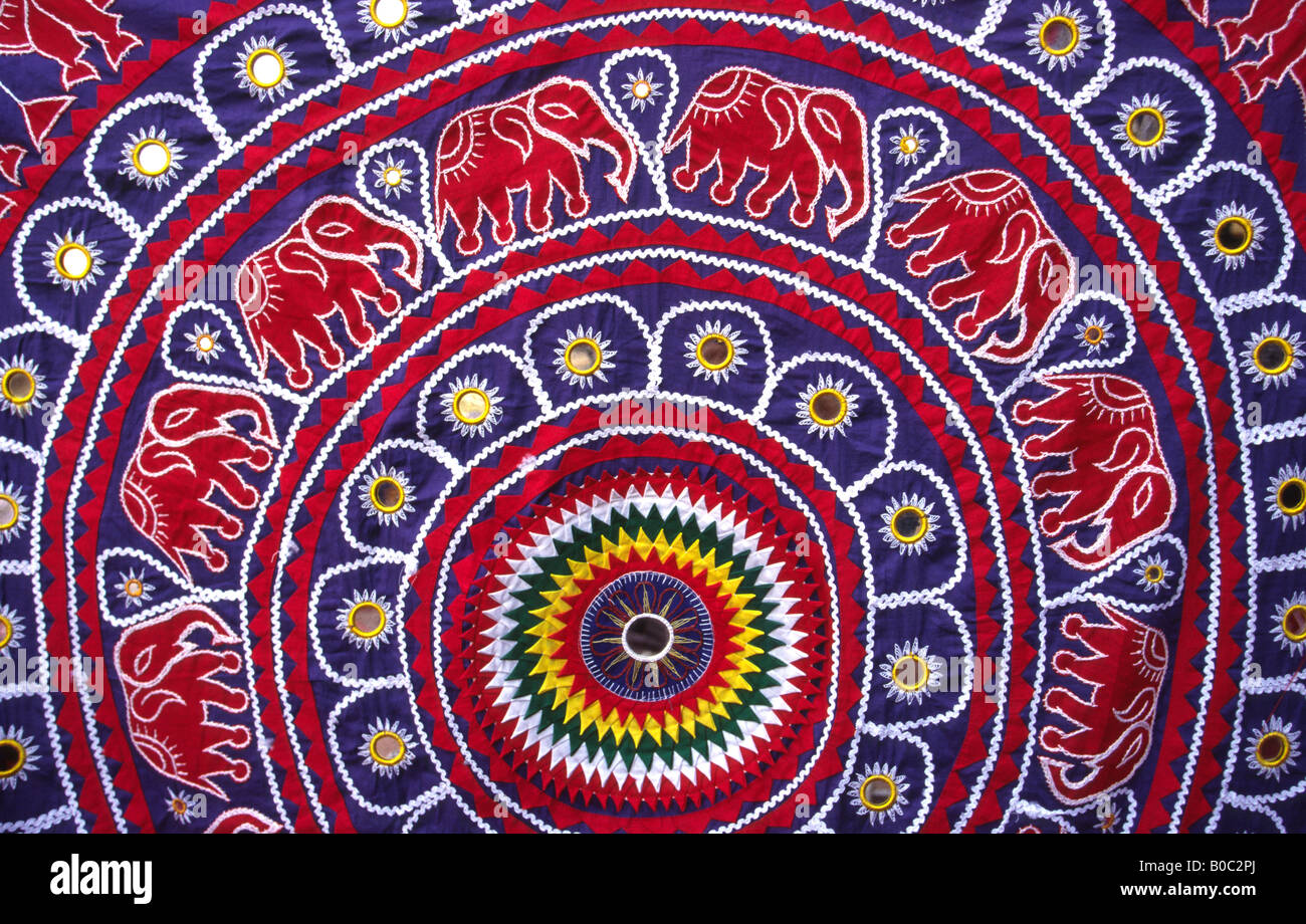 India Orissa Pipli Crafts applique bed cover detail Stock Photo - Alamy