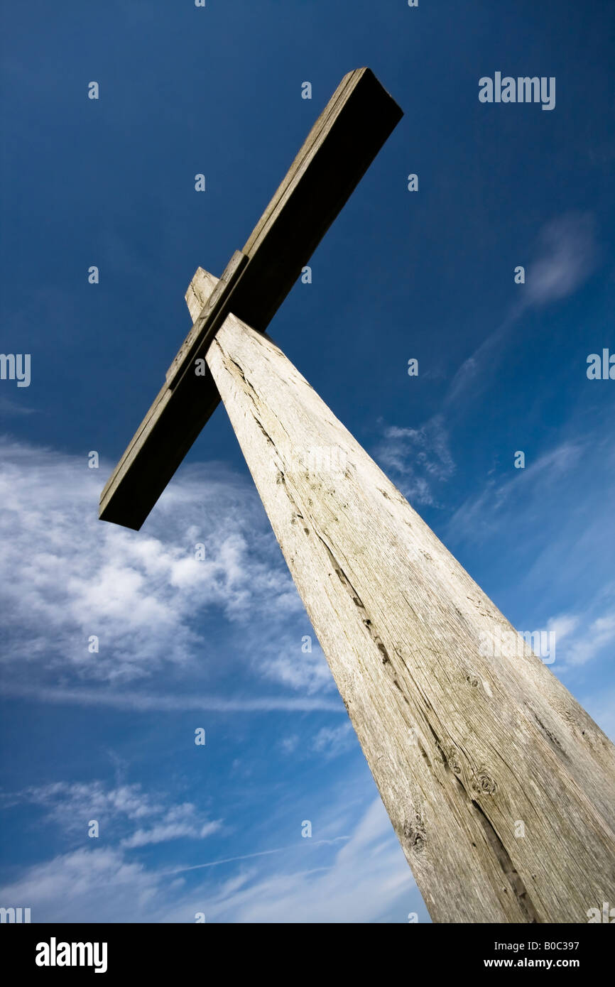 Peace cross at the place of the high altar - St Benets Abbey Stock ...