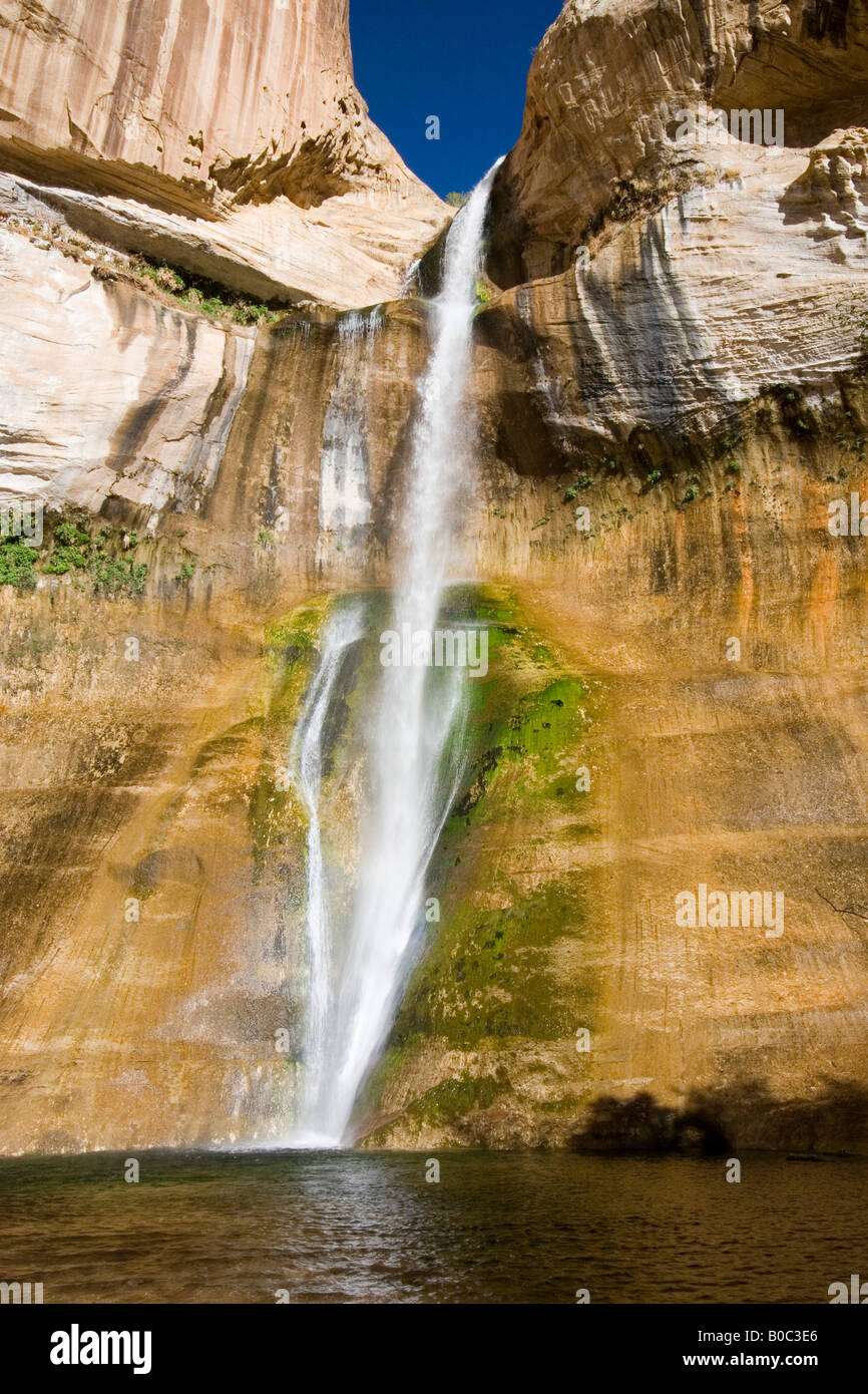 USA - Utah. Lower Calf Creek Falls cascades 126 feet into pool in Grand ...