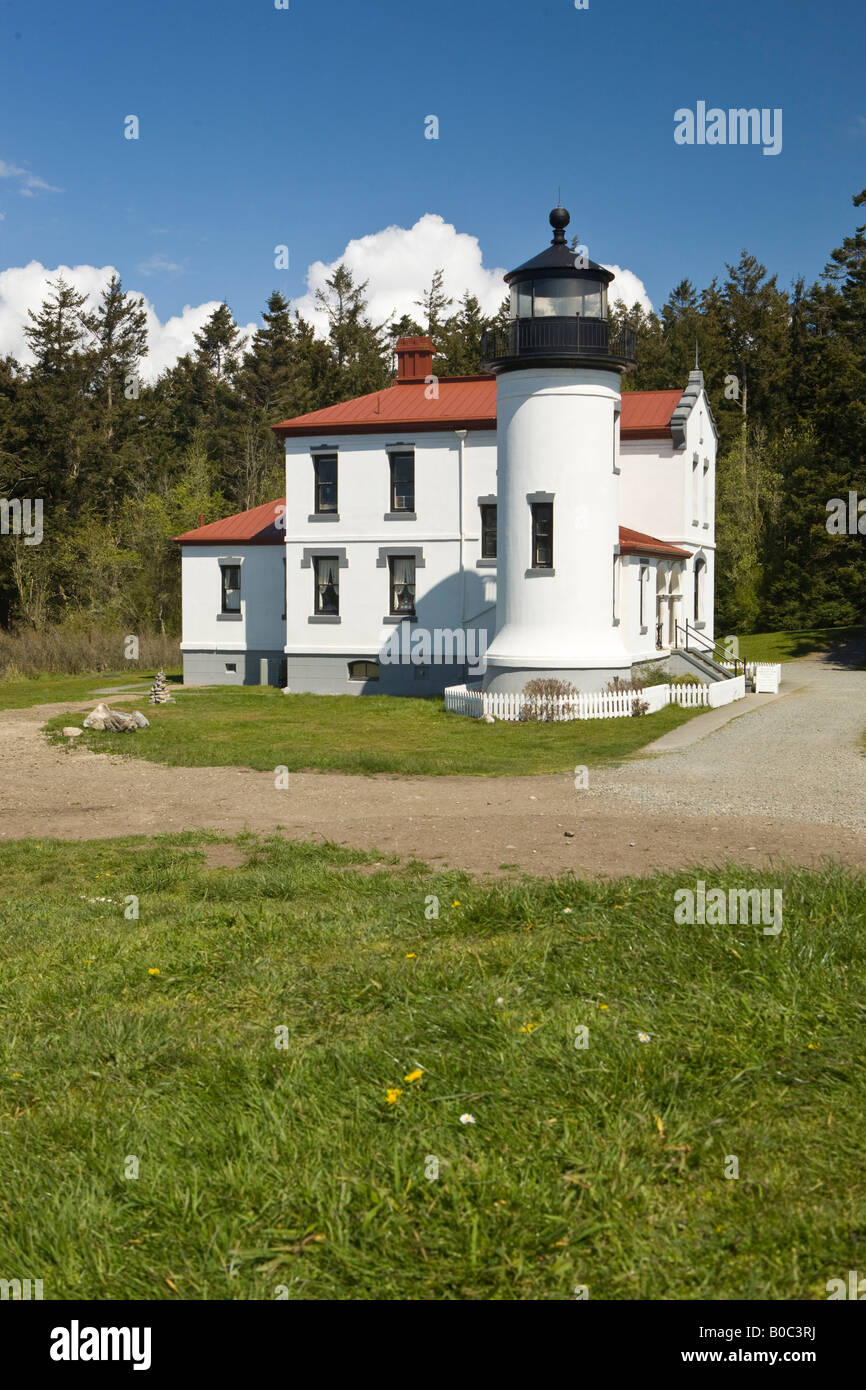 Admiralty Lighthouse and Ft. Warden on Whidby Island, WA Stock Photo ...
