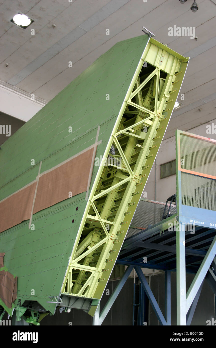The wing of a Lear jet sits in a transportation jig Stock Photo - Alamy