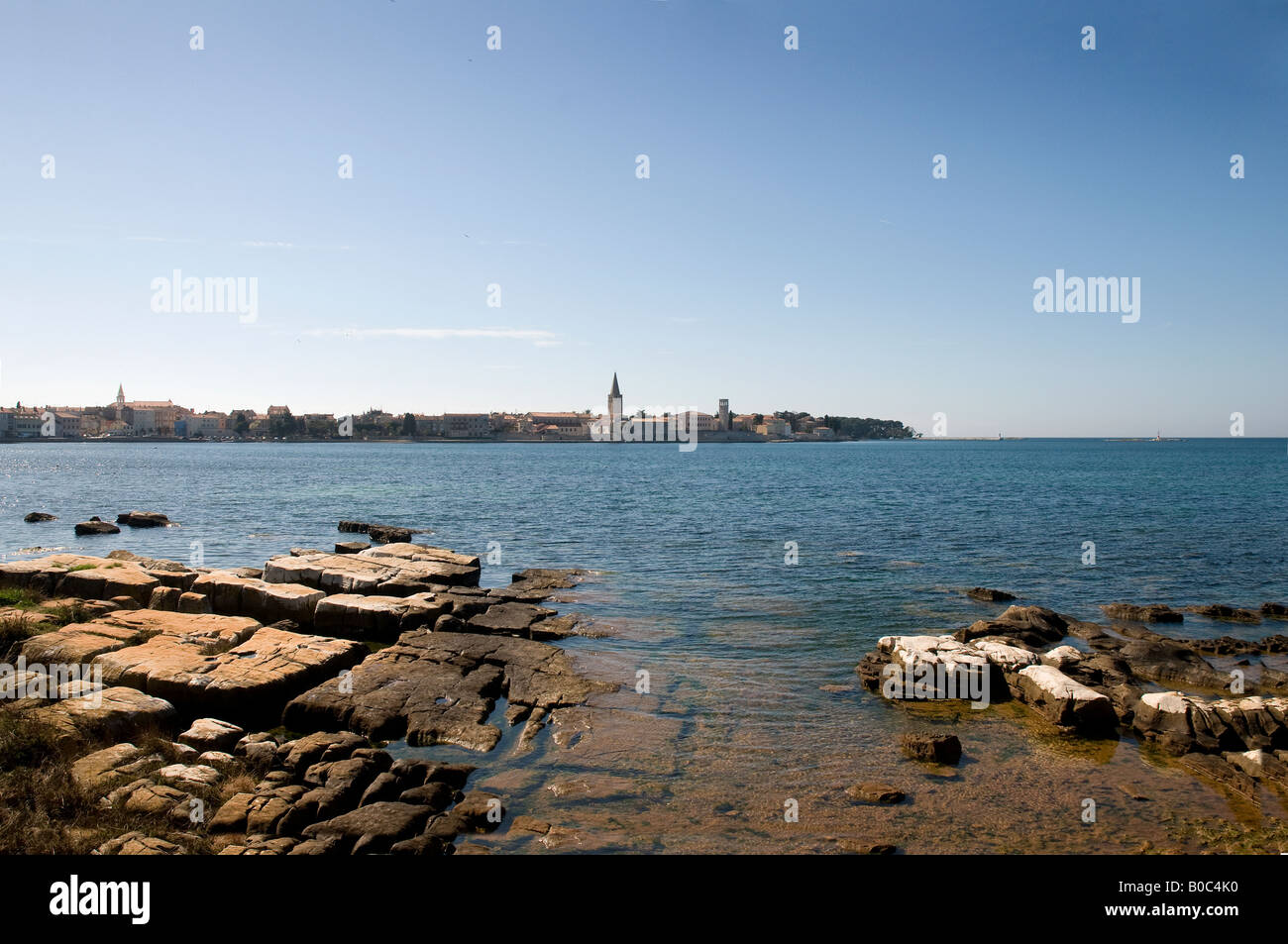 A panoramic view of Porec from the sea Stock Photo - Alamy