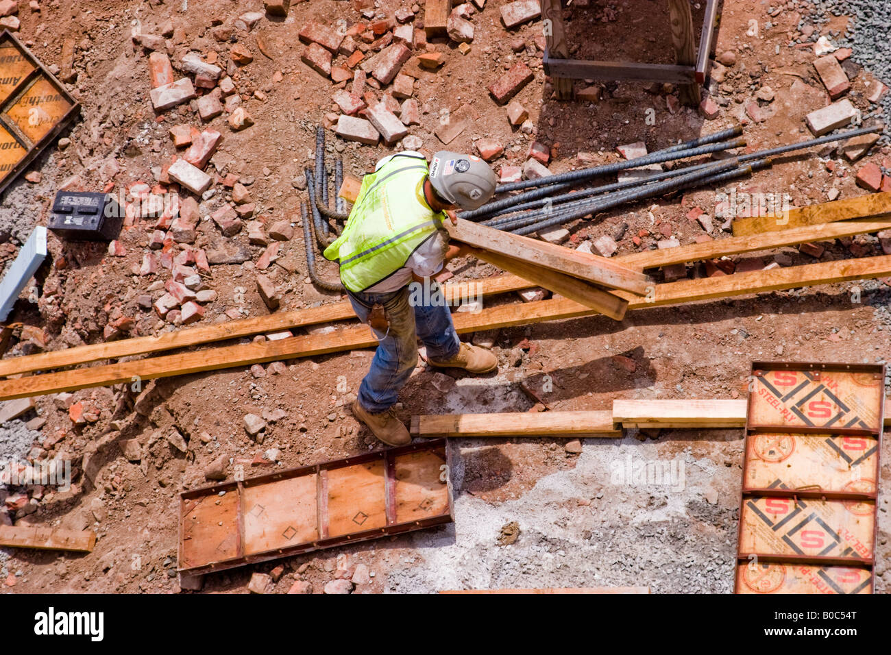Worker at a construction site in Hartford Connecticut USA Stock Photo ...