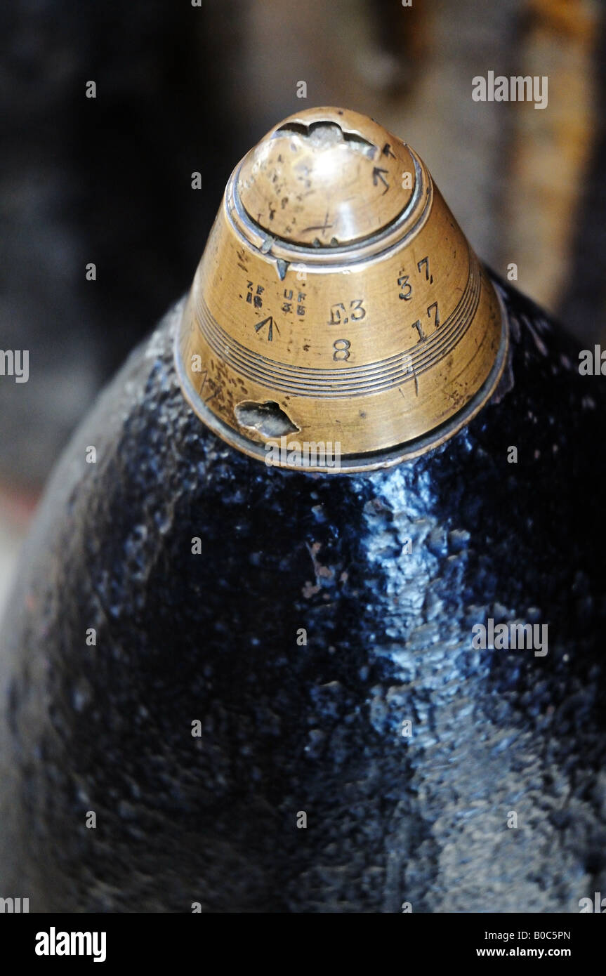 Nose fuse on a WW1 artillery shell Stock Photo - Alamy