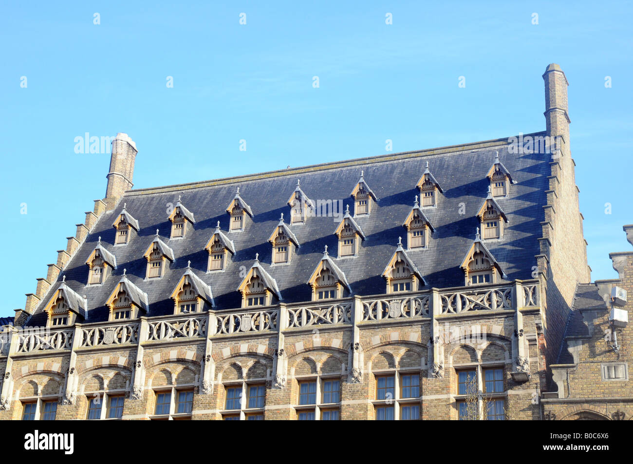 Roof of building in Ypres town centre Stock Photo - Alamy