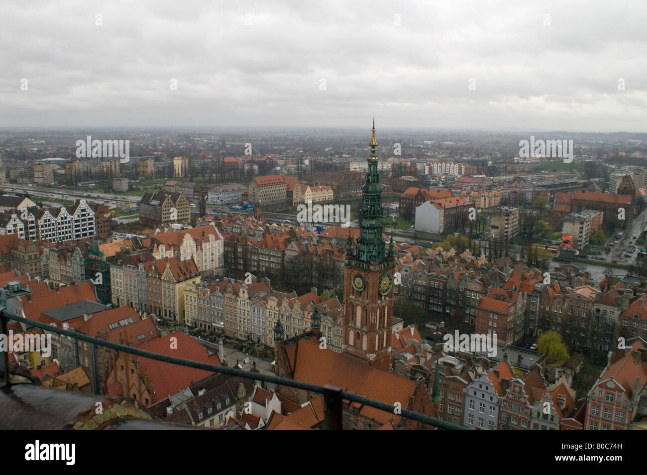 Arial view of Gdansk (Danzig), Poland from the tower of St Mary's ...