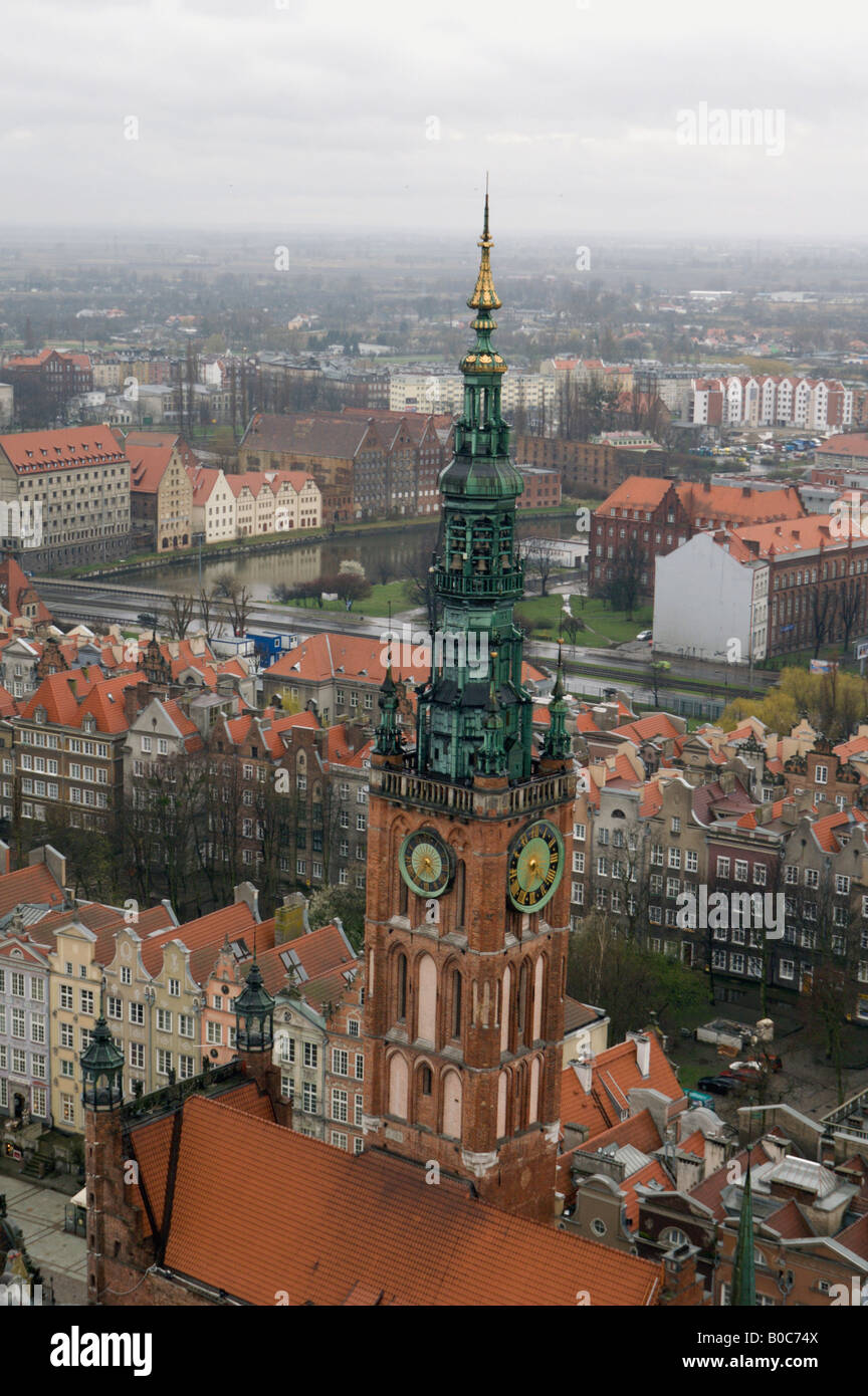 Arial view of Gdansk (Danzig), Poland from the tower of St Mary's ...