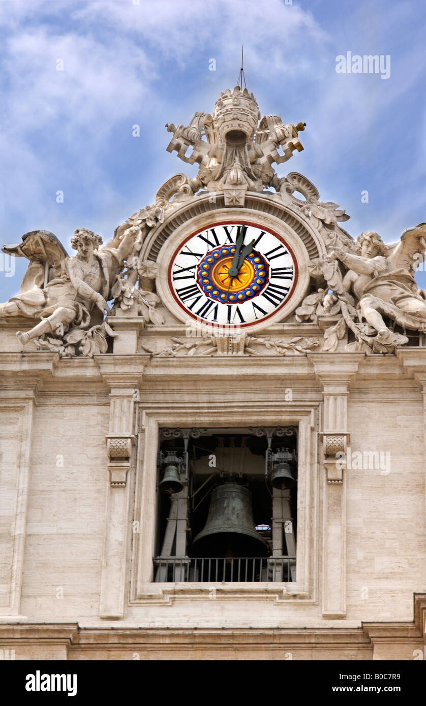 Clock and bell tower at St Peter's basilica in rome Stock Photo - Alamy