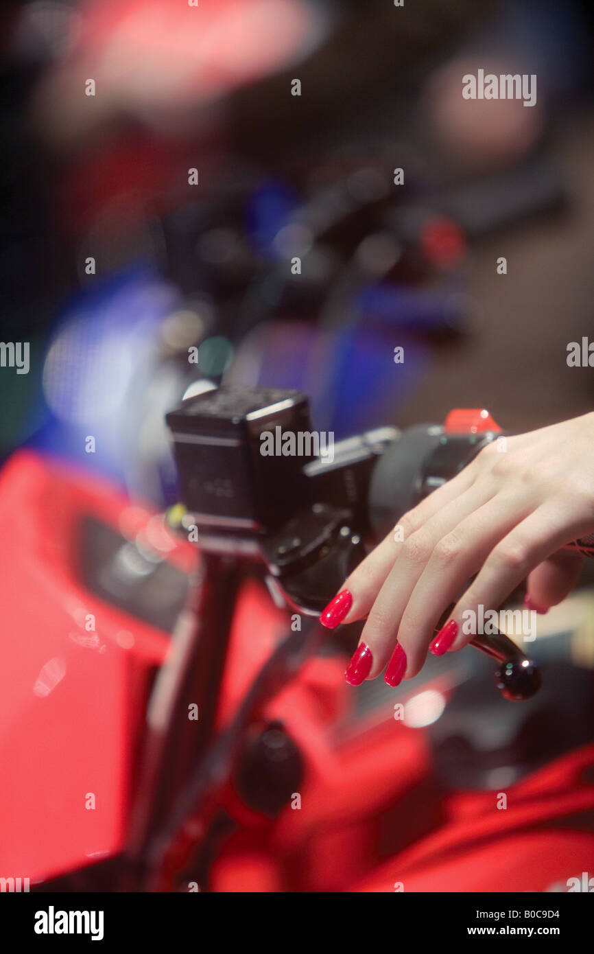 Female hand on a motorcycle wheel Stock Photo - Alamy