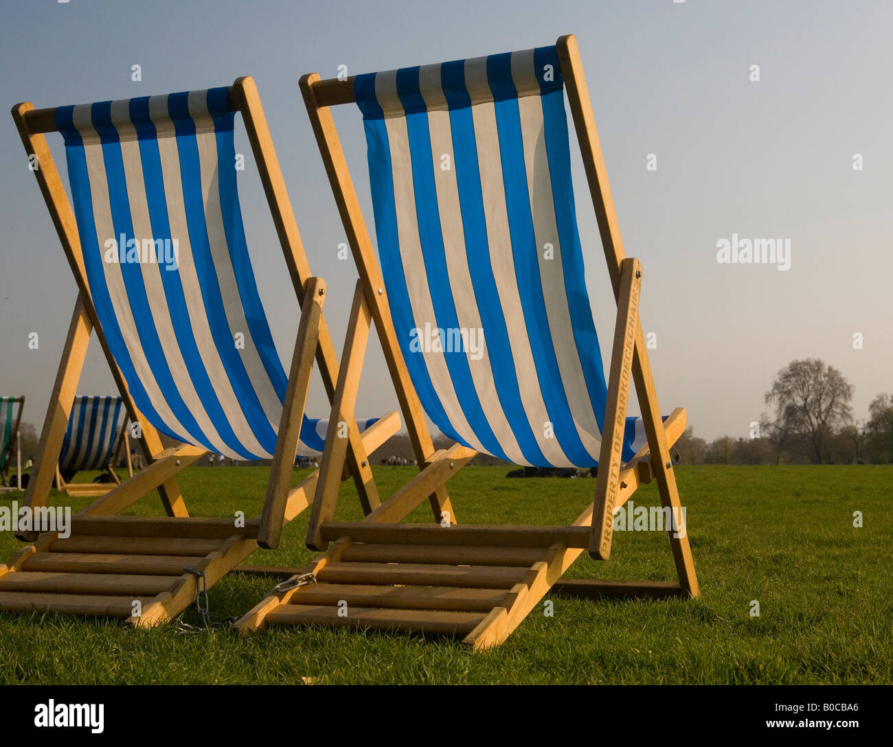Deck chairs, London Stock Photo - Alamy