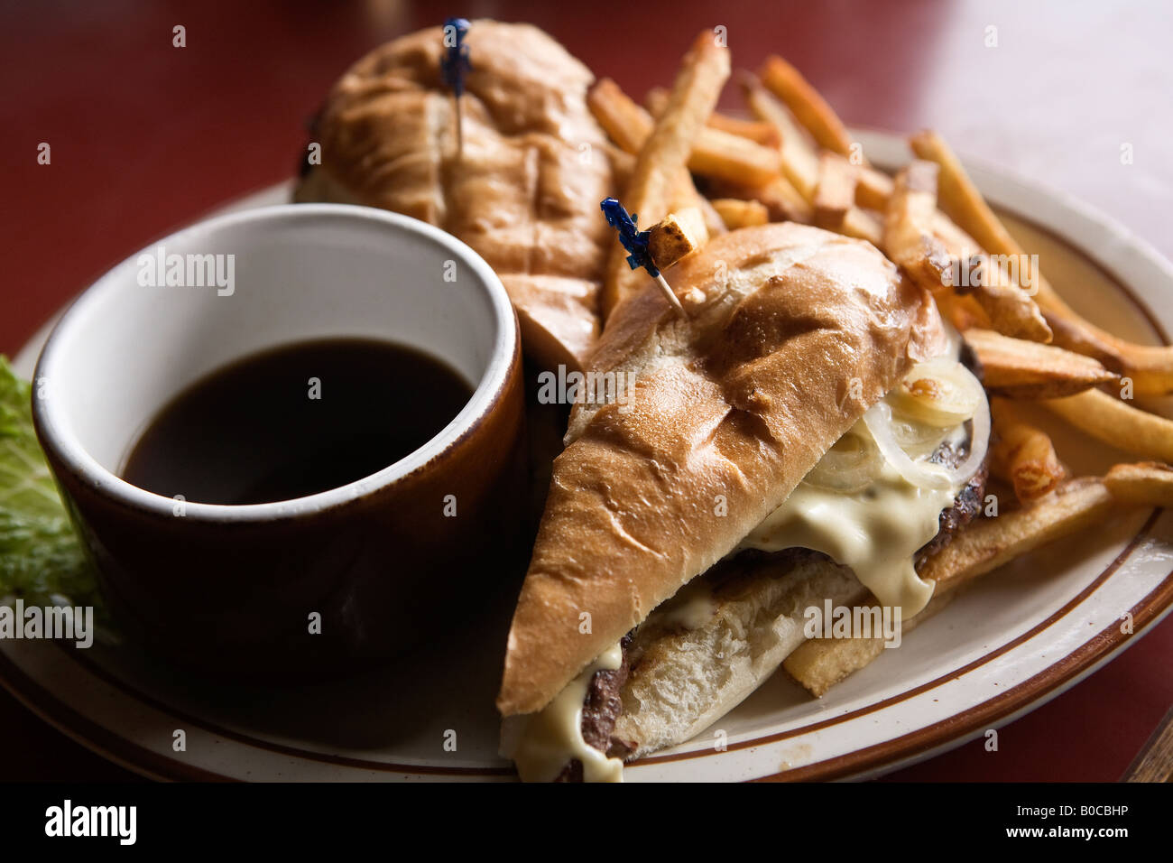 Image of the famous Burger Dip Sandwich and Fries Stock Photo - Alamy