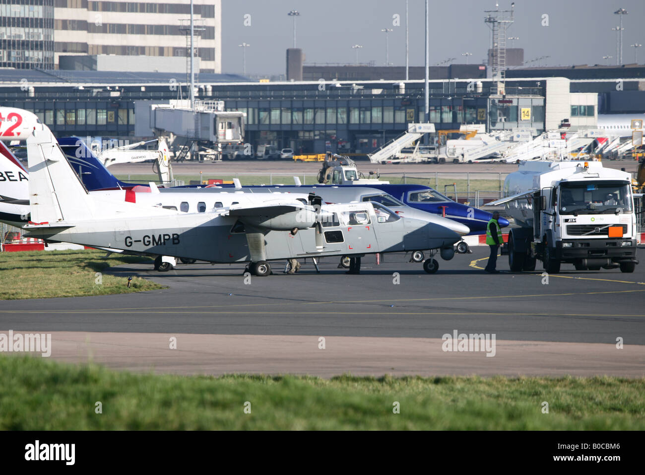 Manchester Police Aircraft parked up at Manchester Airport waiting to ...