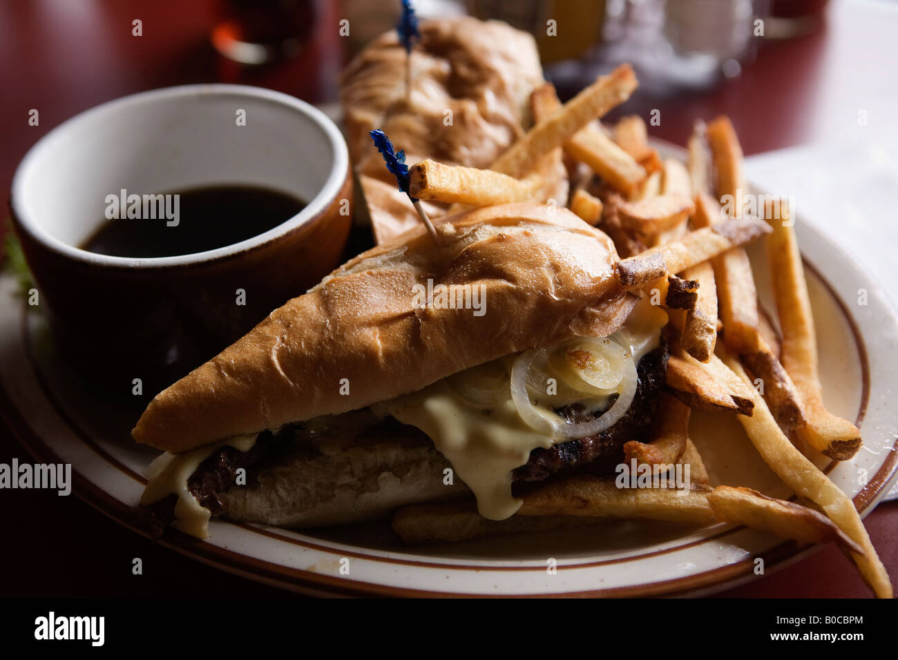 Image of the famous Burger Dip Sandwich and Fries Stock Photo - Alamy