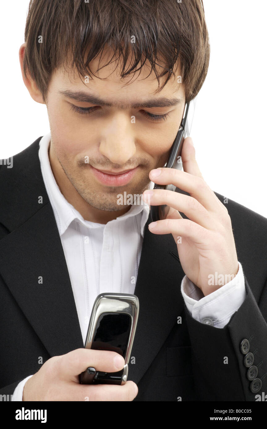 Black man using phones hi-res stock photography and images - Alamy