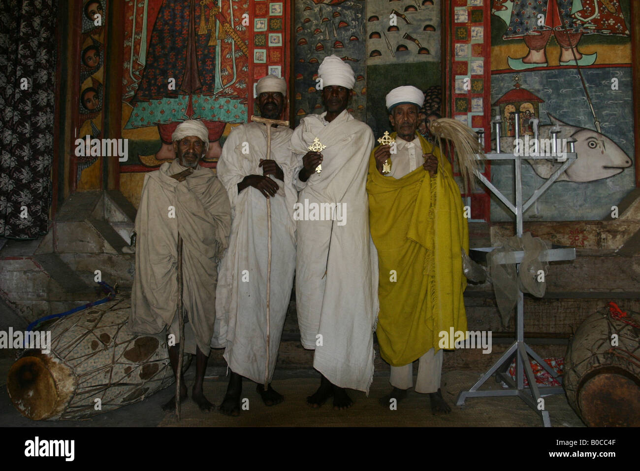 Ethiopian priests in Narga Selassie church on Island of Dek, Lake Tana ...