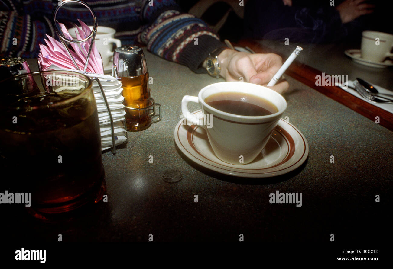 Coffee and cigarette at the diner Stock Photo - Alamy