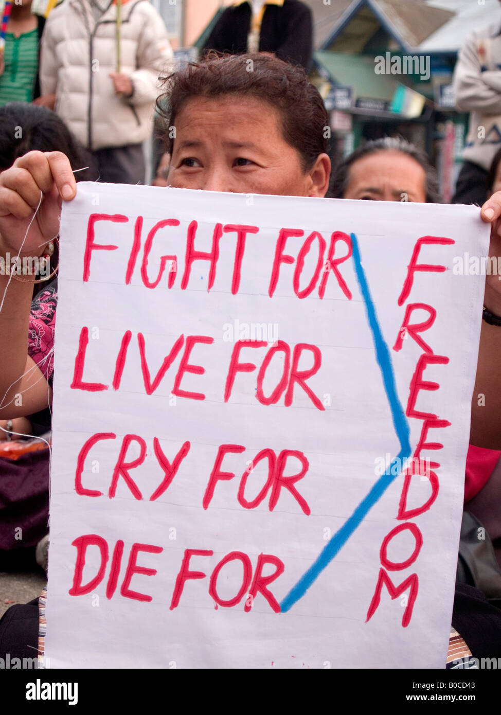 sign at Tibetan protest rally against Chinese Stock Photo - Alamy