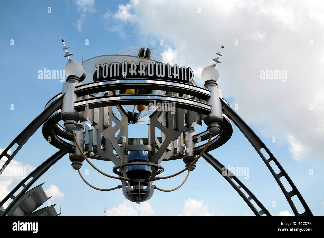 Tomorrowland sign at Magic Kingdom Walt Disney World theme parks. For ...