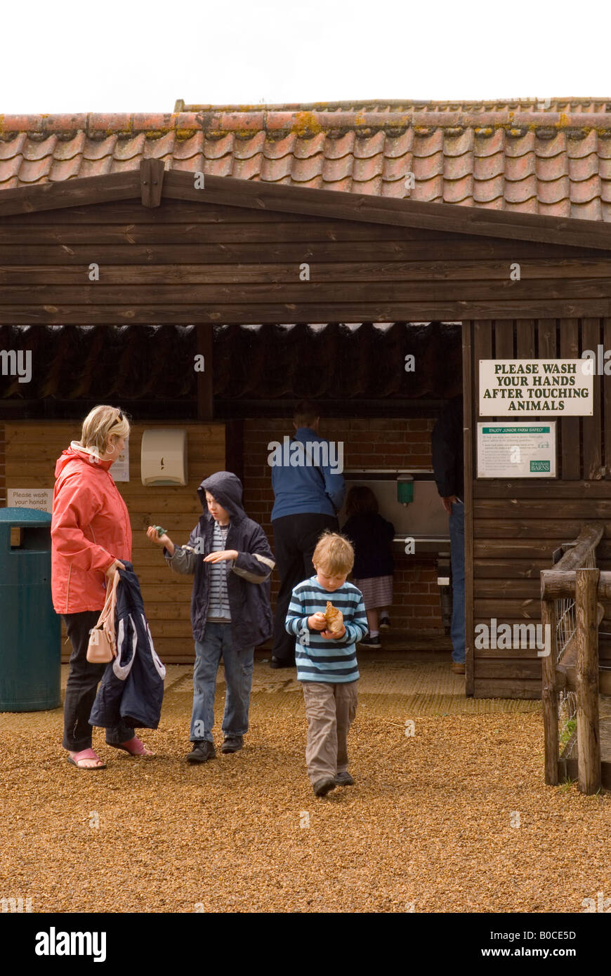 Washing hands at The Junior Farm At Wroxham Barns In Norfolk,Uk Stock ...