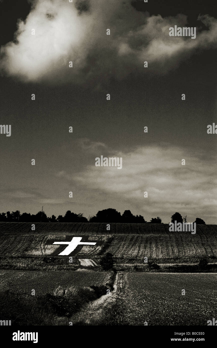 A cross carved into a hillside Stock Photo - Alamy