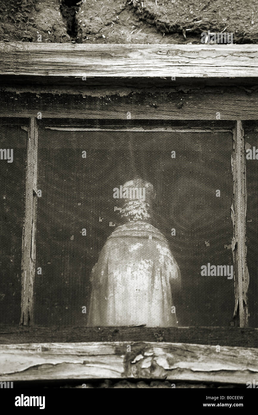 Religious figure in a window Stock Photo - Alamy