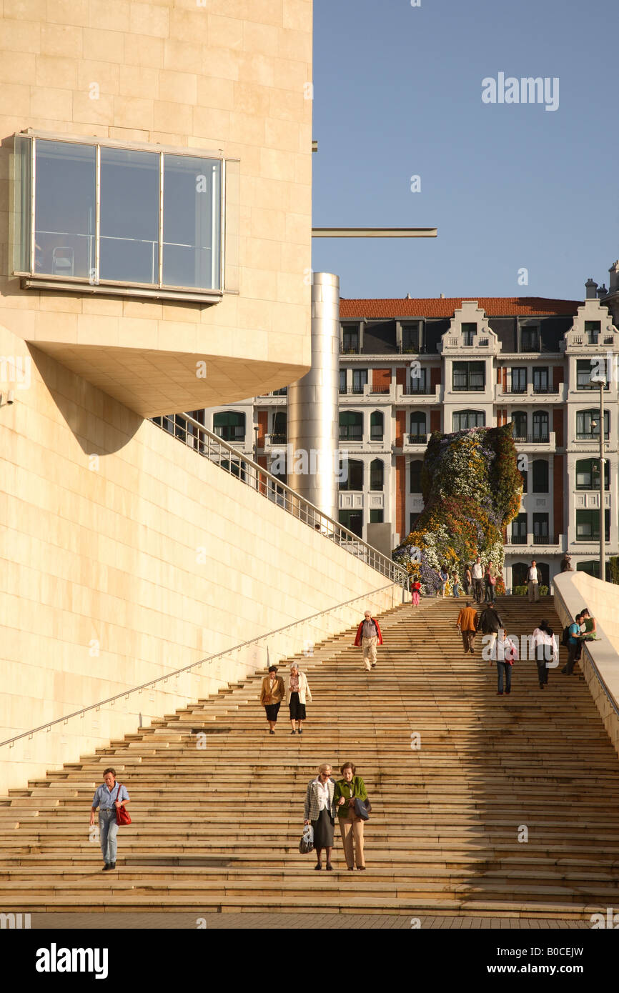 Stairway at Guggenheim Art Museum designed by Gehry, Bilbao, Euskadi ...