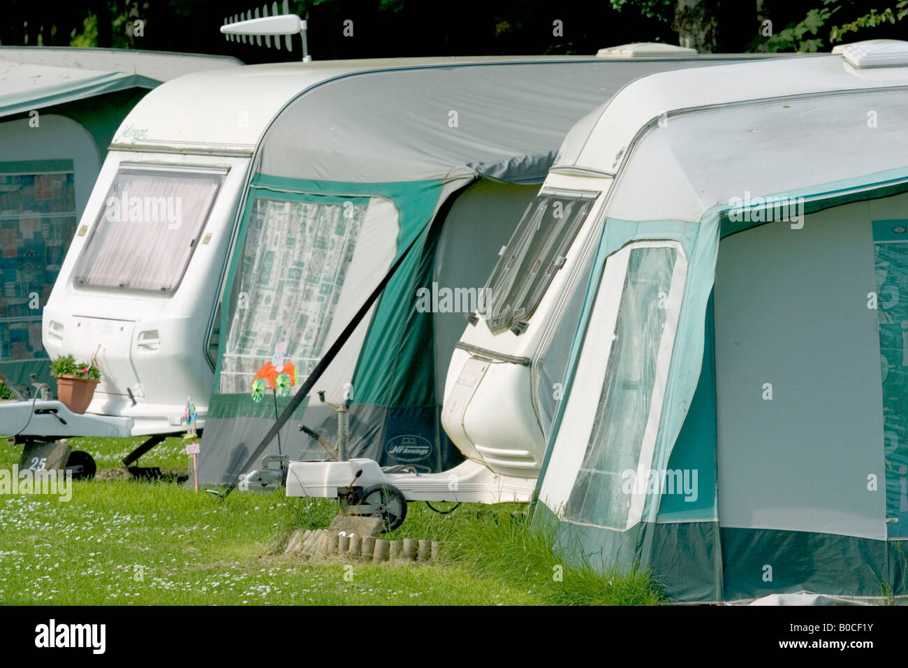 Caravans on site in the Scottish Borders town of Peebles Stock Photo ...