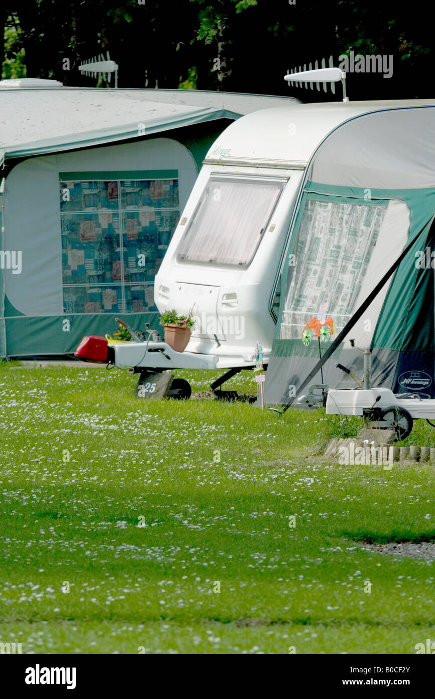 Caravans on site in the Scottish Borders town of Peebles Stock Photo ...