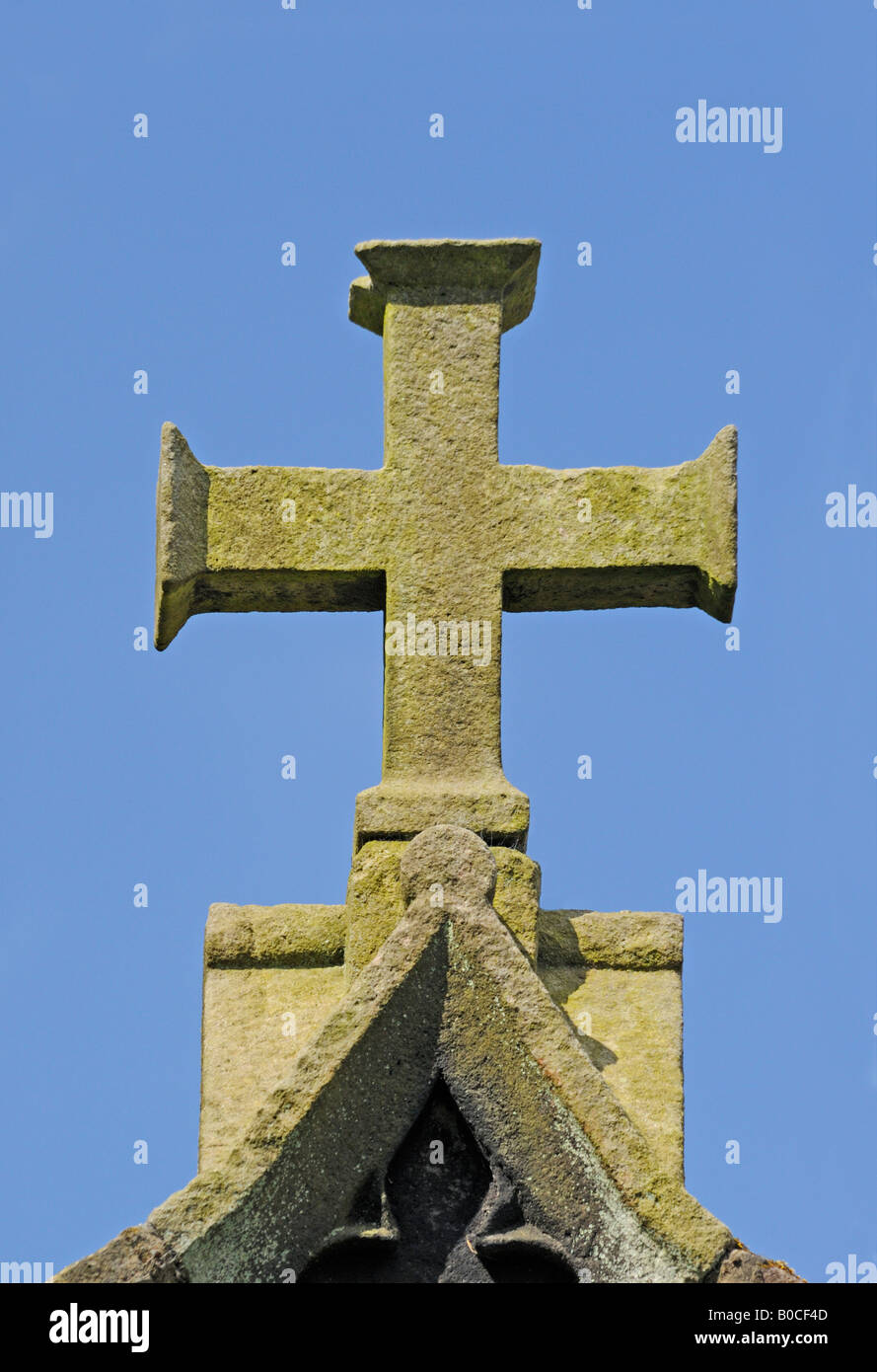 Stone cross on East end . Church of Saint Peter , Heysham , Lancashire ...