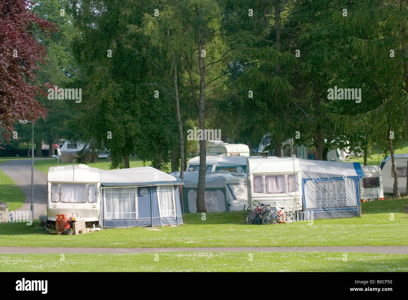 Caravans on site in the Scottish Borders town of Peebles Stock Photo ...