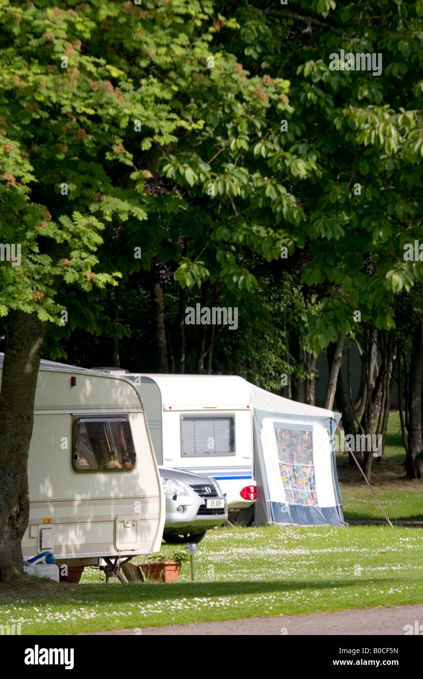 Caravans on site in the Scottish Borders town of Peebles Stock Photo ...