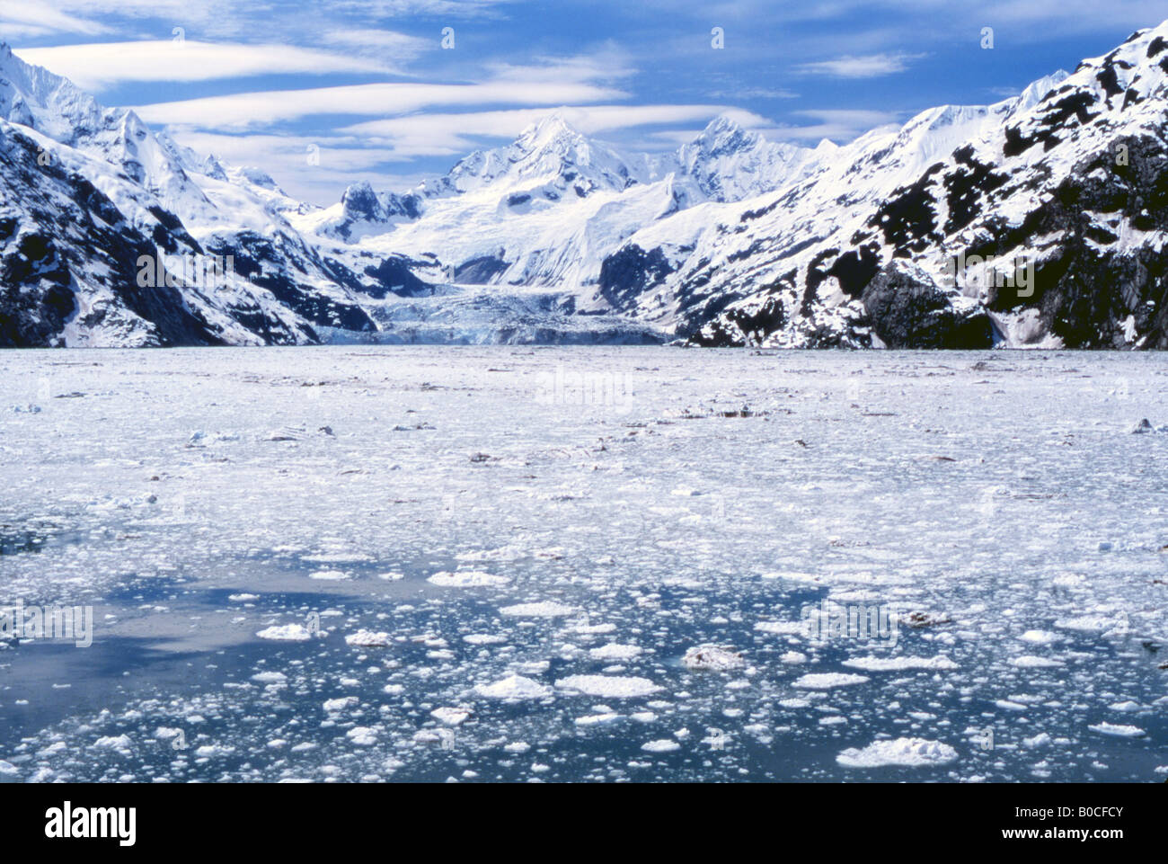 ice floes fill the waters of the inside passage under blue skies alaska ...