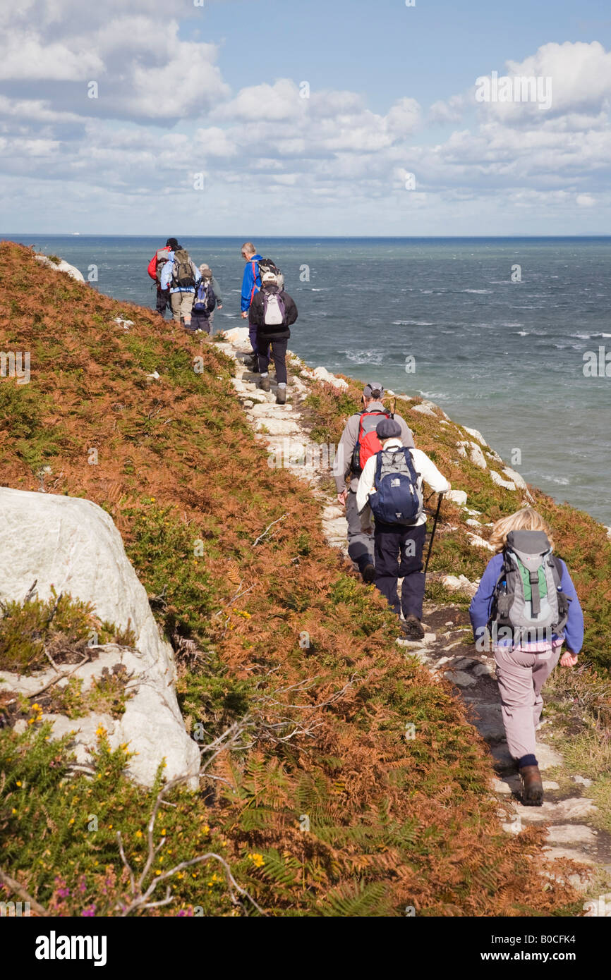 Holyhead Holy Island Anglesey North Wales UK. Group of people walking ...