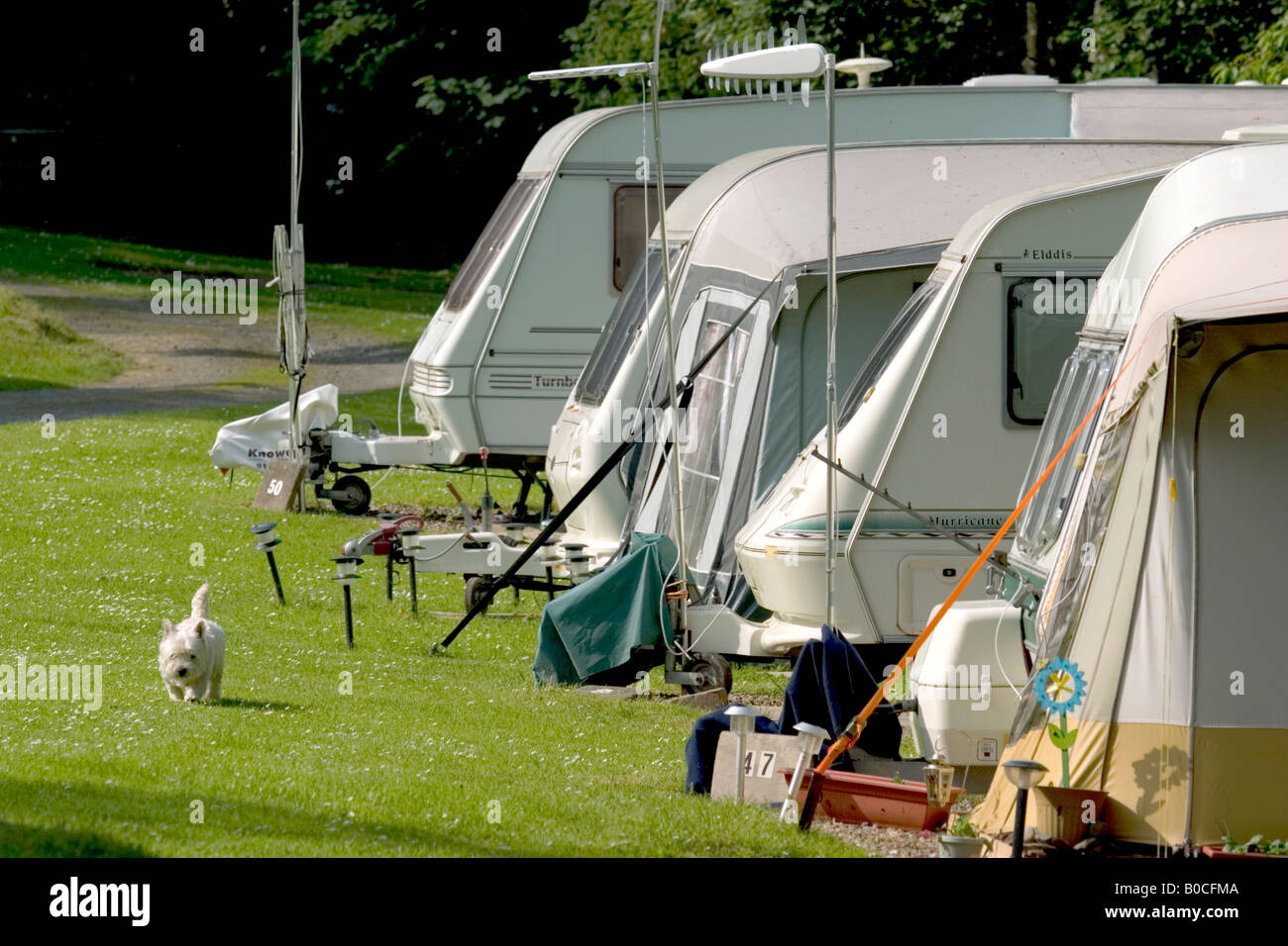 Caravans on site in the Scottish Borders town of Peebles Stock Photo ...