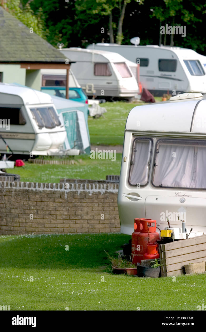 Caravans on site in the Scottish Borders town of Peebles Stock Photo ...
