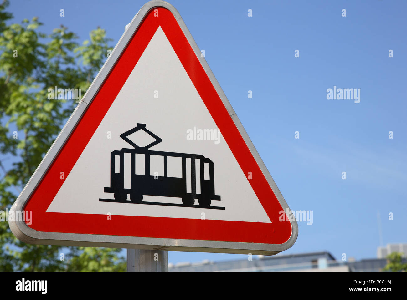 Tram Warning Sign, Bilbao, Pais Vasco, Basque Country, Spain Stock ...
