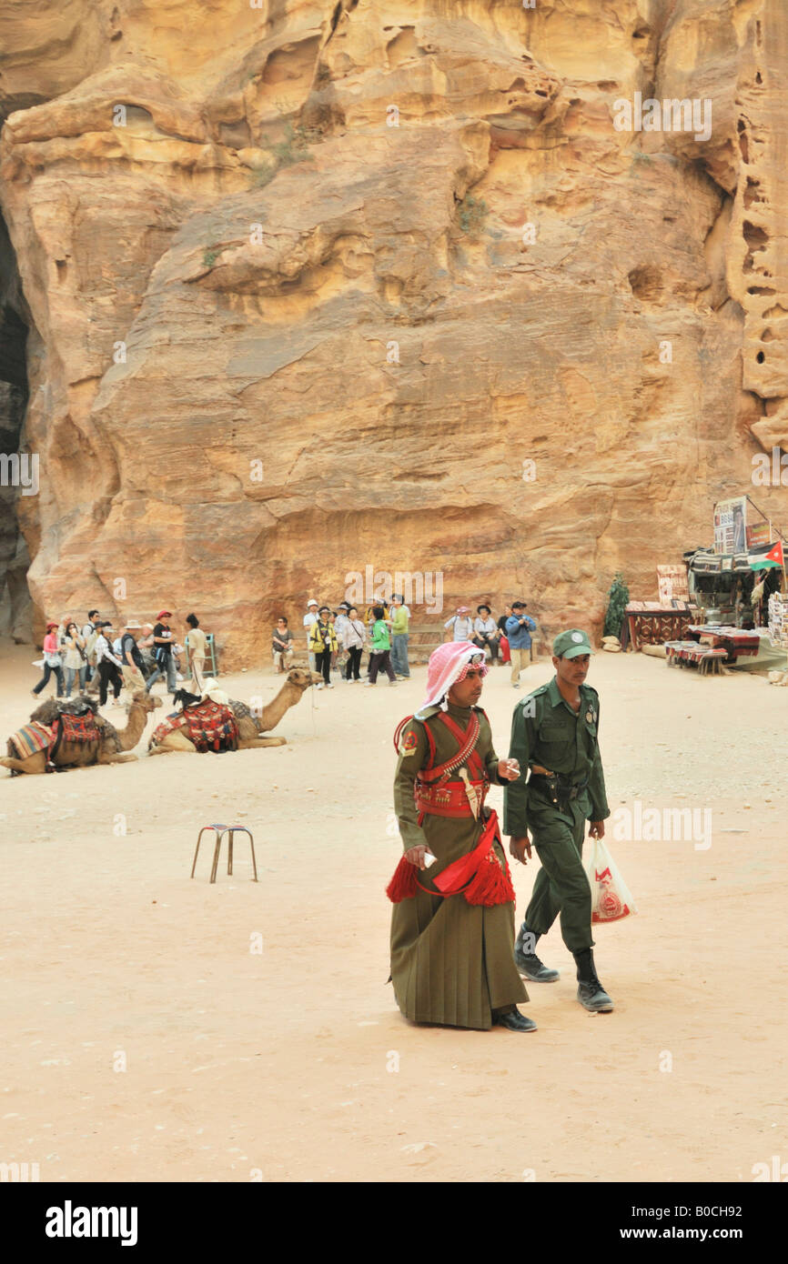 Middle East Jordan Petra UNESCO World Heritage Site Jordanian Guard at ...