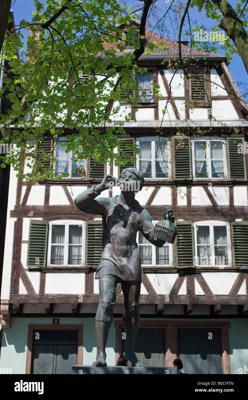 MEISELOCKER TIT BIRD CATCHER STATUE BY ERNEST WEBER AND HALF-TIMBERED ...