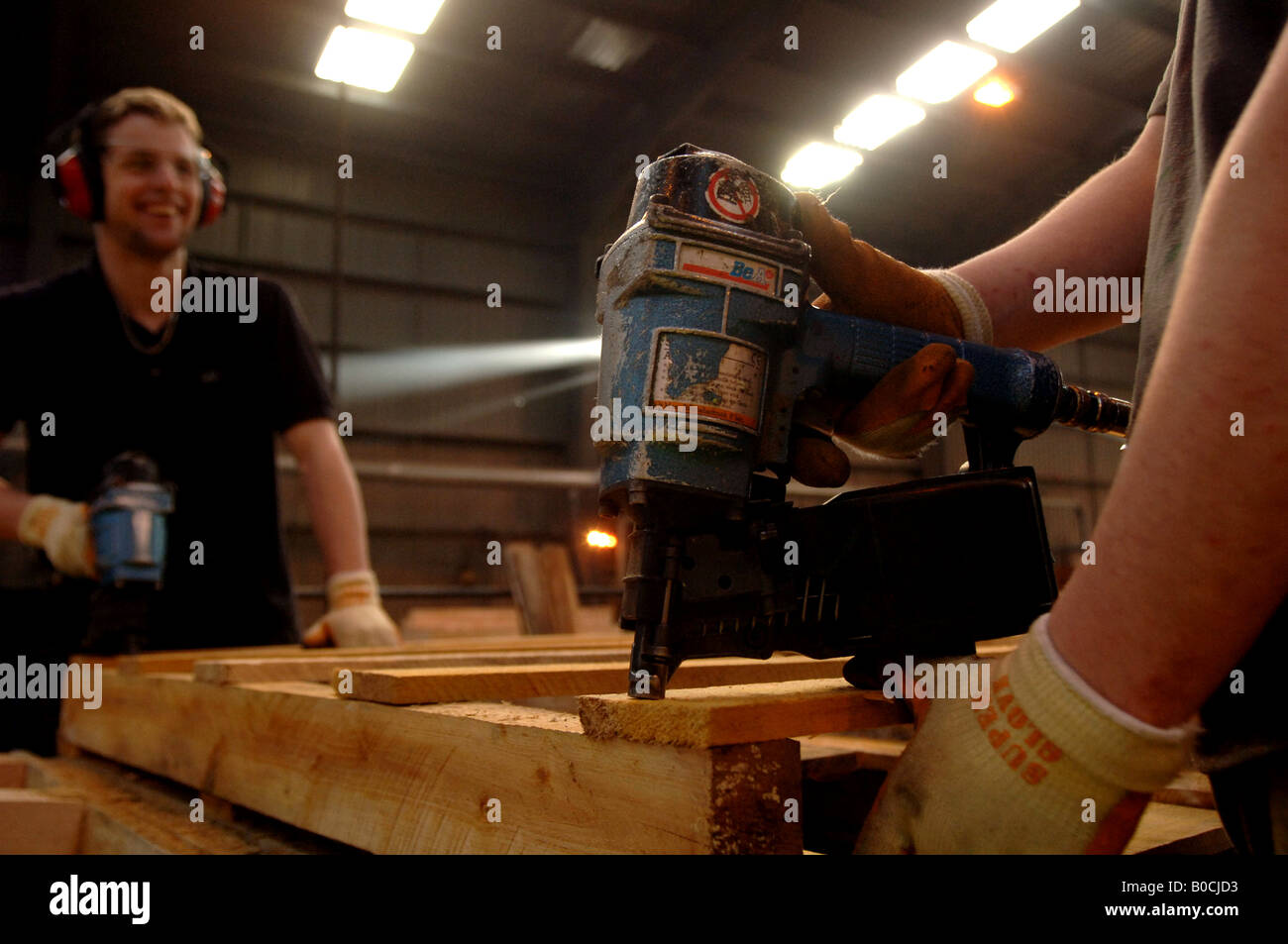 Manufacturing and distribution of wooden pallets Stock Photo - Alamy
